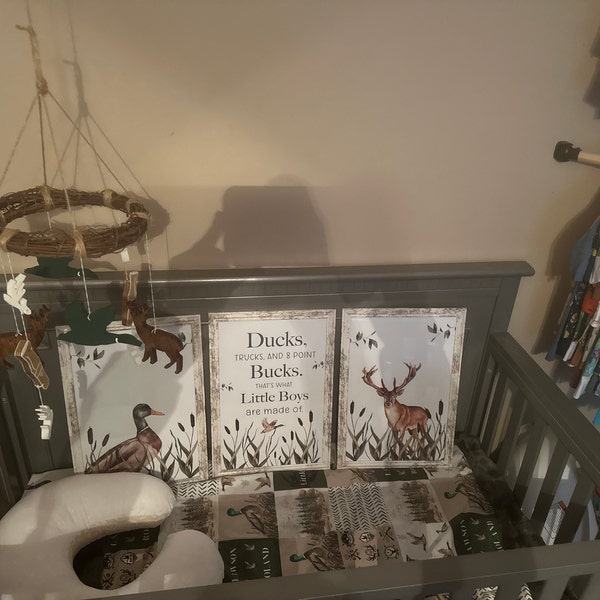 Woodland Duck Sheet and Personalized Blanket Crib Bedding Set, Baby Boy ...