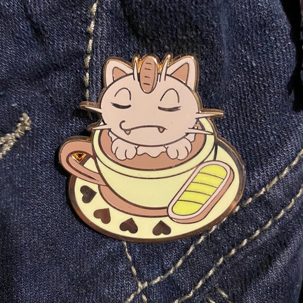 Pokemon Catpuccino Enamel Pin Series: Meowth - Etsy