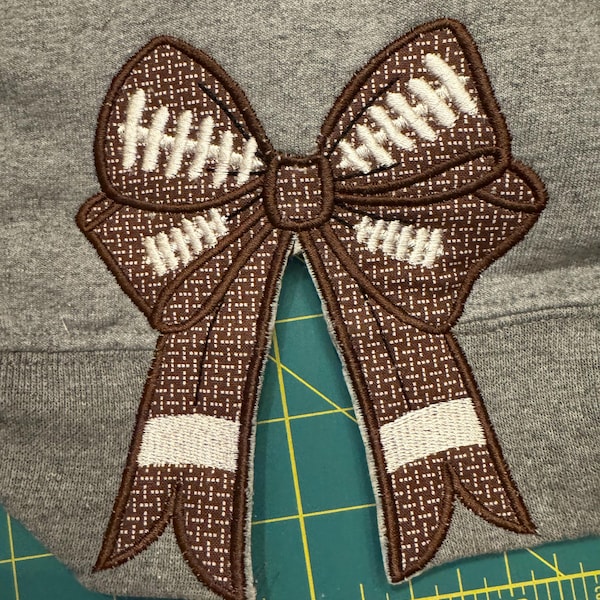 Football Side Bow Appliqué Machine Embroidery Designs, Football Bow DST ...