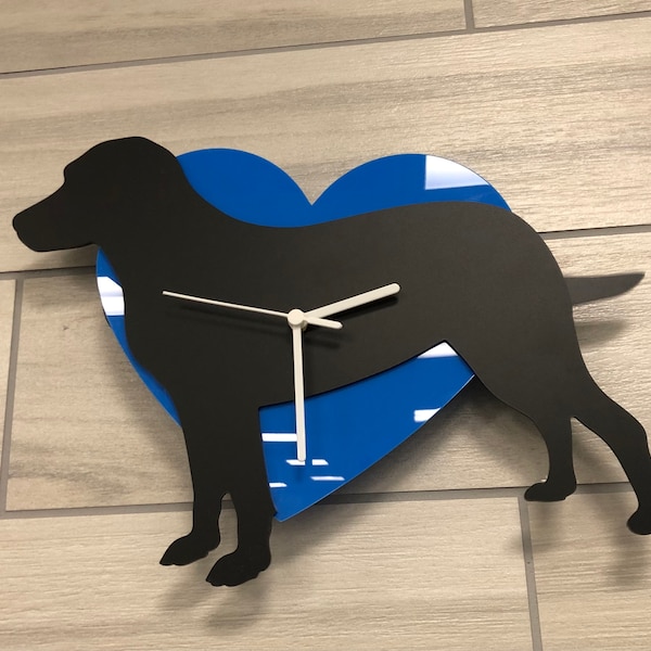 Wagging Tail Labrador Dog - Black & Yellow Silhouette - Wall Clock - Etsy