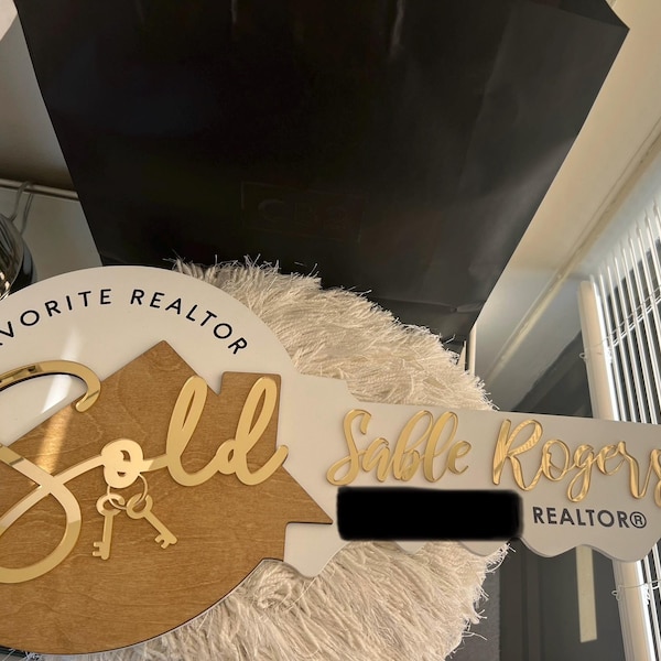Sold Sign, Realtor Closing Custom, Mirrored Sold Real Estate Agent Key ...
