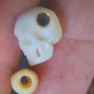 Hand Carved Bone 8 Piece Small Skull Bead Bone, Carved Ox Bone , Side ...