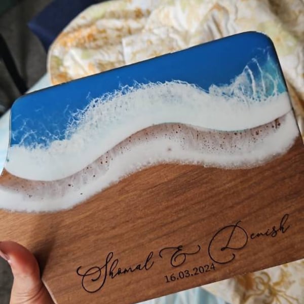 Personalized Epoxy Resin Cutting Board, Personalized Live Edge Walnut ...