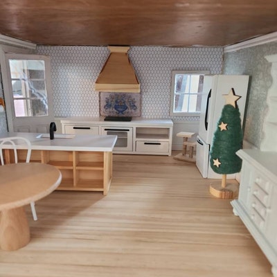 Round Beaded Mirror Natural Wood Macy Mae 1:12 Scale - Etsy