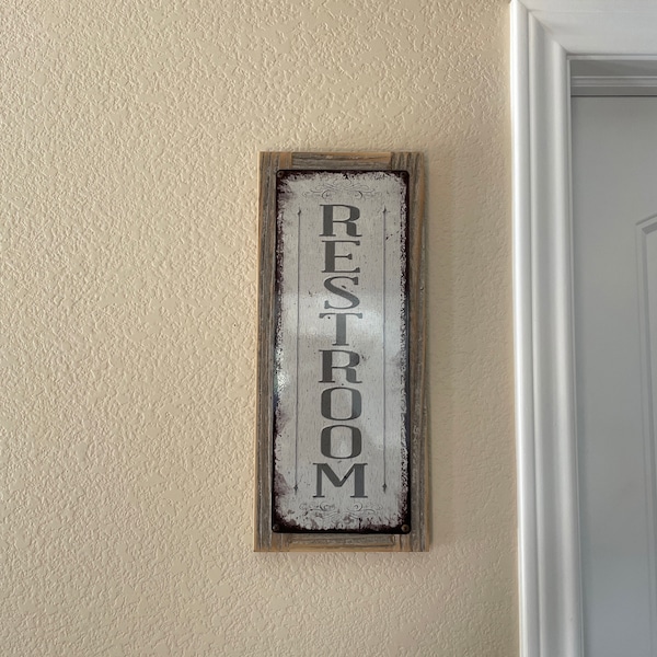 Rustic Antique White - Vertical Restroom Aluminum Sign • THC2207-A - Etsy
