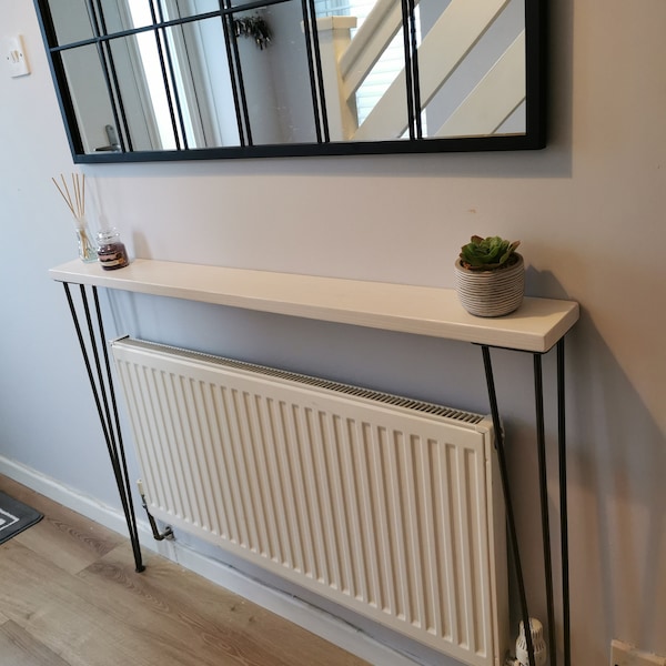 White Console Table, Hallway Table, Radiator Shelf, Rustic Hallway ...