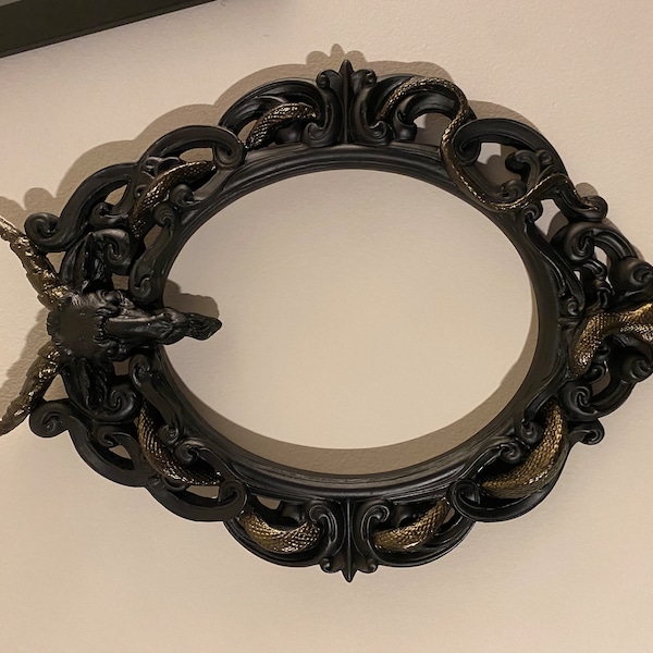Handmade Ornate Oval Plaster Snake Serpent Frame With Baphomet (goth ...