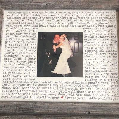 Fathers Day Gift Father of the Bride Gift Framed Song Lyrics Art ...