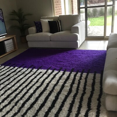 Modern Berber Rug, Handwoven Wool Carpet, Custom Area Rug, White and ...