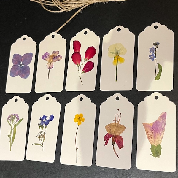 Real Pressed Flower Tags | Wedding Favour | Gift Tags | Botanical Decor ...