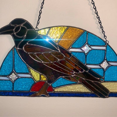 Crow Digital Stained Glass Pattern Includes Printable Pages and Cricut ...