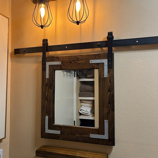 Bathroom Set RUSTIC DISTRESSED Vanity Mirror With Mason Jar Light ...