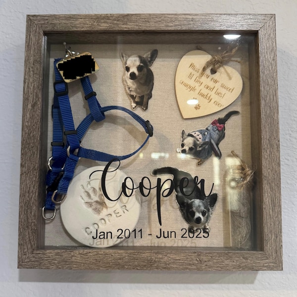 Large Pet Memorial Shadow Box, Dog Shadow Box, Dog Memorial , Pet Urn ...