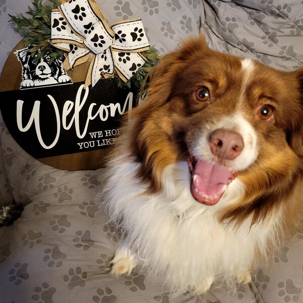 Dog Front Door Hanger | Welcome Door Hanger | Dog Sign | Funny Dog Sign ...