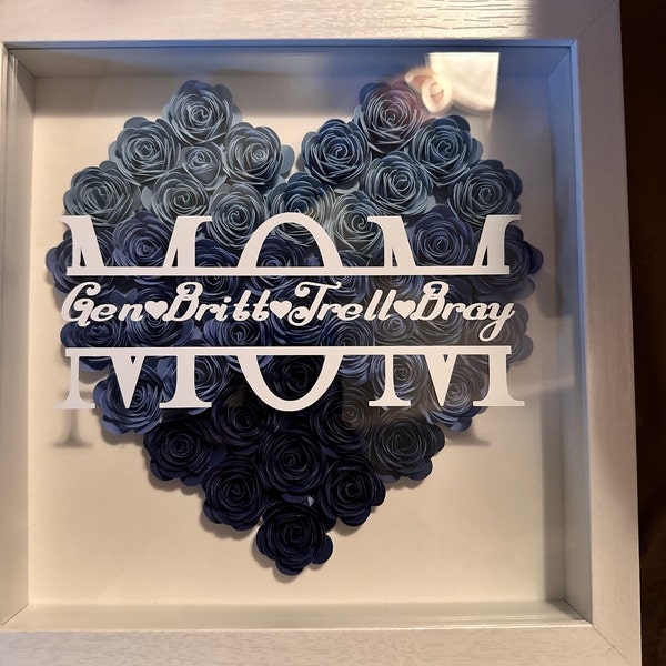 Mom Heart Shaped Monogram Flower Shadow Box | Personalized Flower Gift ...