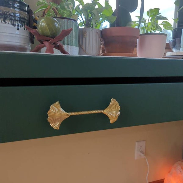 Gold Ginkgo Brass Pulls 3.75" 5" Drawer Handles Knobs Dresser Knobs Cabinet Pulls Knobs Wardrobe ...
