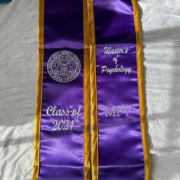 1 Custom Graduation Stole, A Custom Embroidered Satin Stole ...
