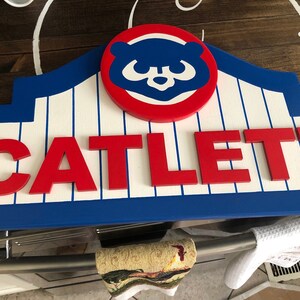 Chicago Cubs Name Sign cubbies Custom Made Wood Decor Sign Chicago Cubs ...