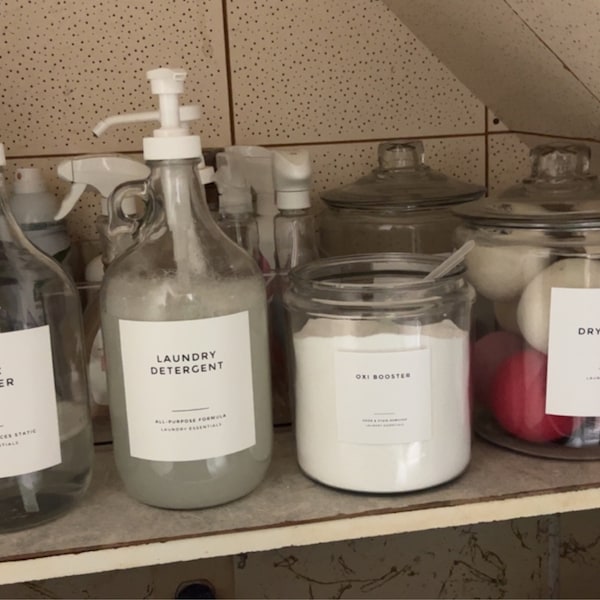 Clean-modern Laundry Room Essentials Labels • Water and Oil Resistant ...