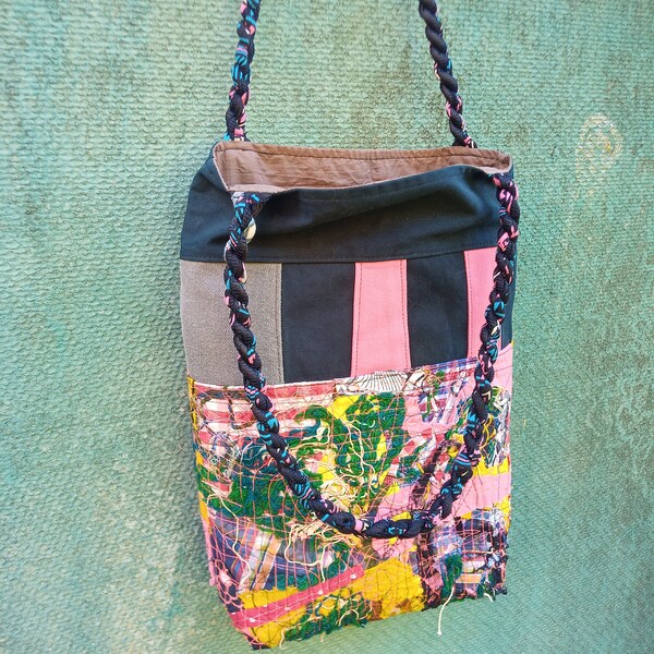 Upcycled Backpack, Sustainable Fabric Backpack, Medium-small Round ...