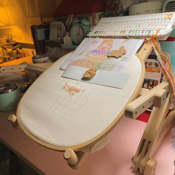Needlework Table and Lap Hands-free Stand Made of Organic Beech Wood ...