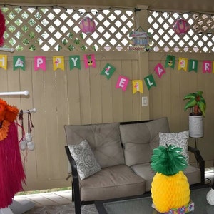 Pineapple Flamingo Birthday Party Banner First Birthday, Hawaiian, Luau ...