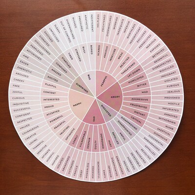 Feelings Wheel / Emotion Wheel Peony Pink & Monochrome on White ...