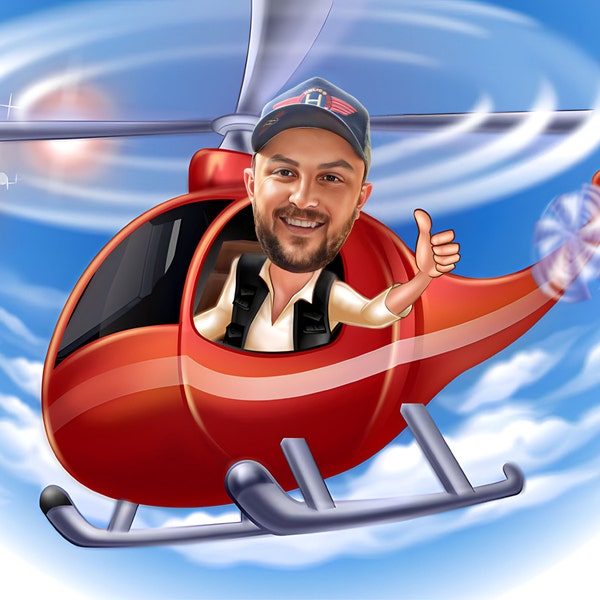 Cartoon Pilot Portrait, Pilot Gifts, Aviation Gifts, Airplane Airline ...