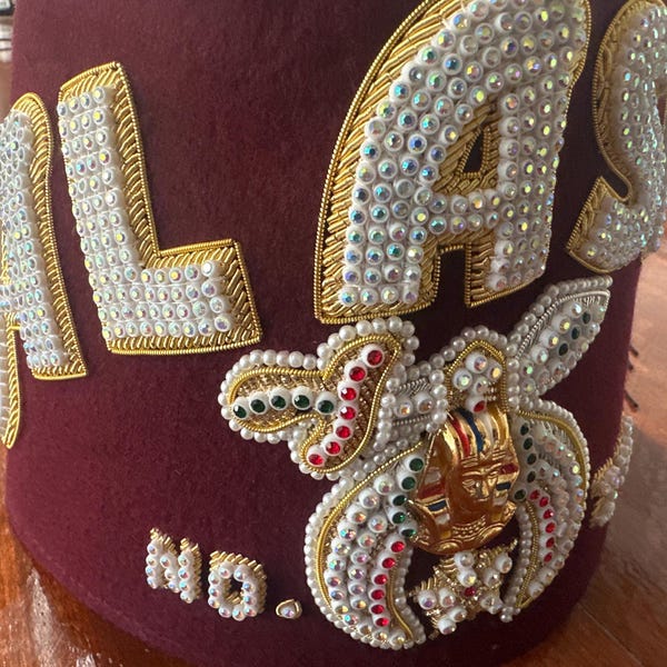 Son's of the Desert Red Fez Hat Hand Embroidered Red Wool Fez With Red ...