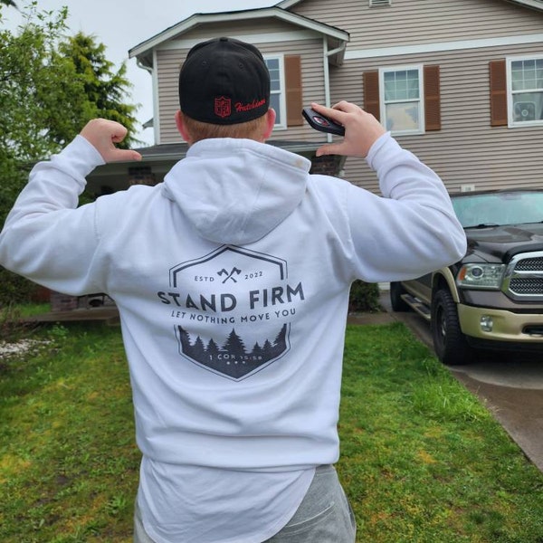 Stand Firm Rooted + Grounded Christian Hoodie, 1 Cor 15:58 Bible Verse ...