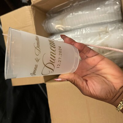 Engagement Stadium Cups, Modern Engagement 16oz Stadium Plastic Cups ...