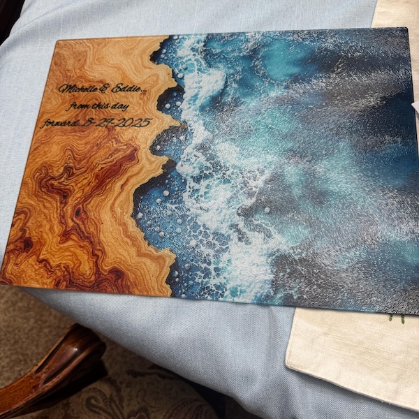 Personalized Glass Charcuterie Board Gift, Epoxy River Resin Cutting ...