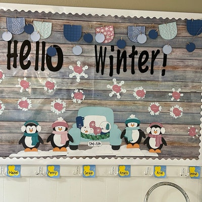 Winter Wonderland Penguins Winter December & January Bulletin Board - Etsy