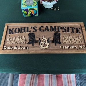 Custom Wood Campfire Sign Family Name Campsite Sign Last Name Sign ...