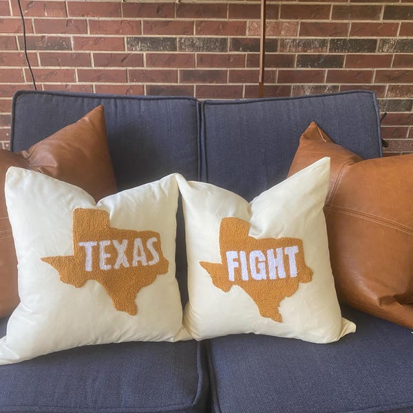 Embroidered Country Pillow, State Map Pillow, Personalized Punch Needle ...