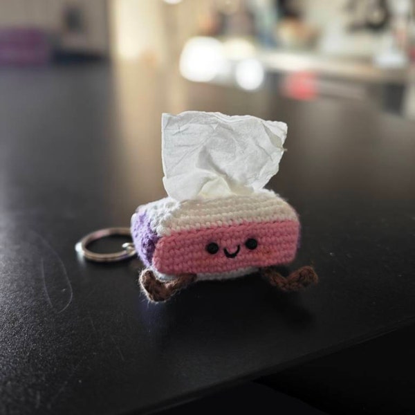 Tissue Box Keychain Crochet Pattern, Cute Easy DIY Keychain Crochet ...