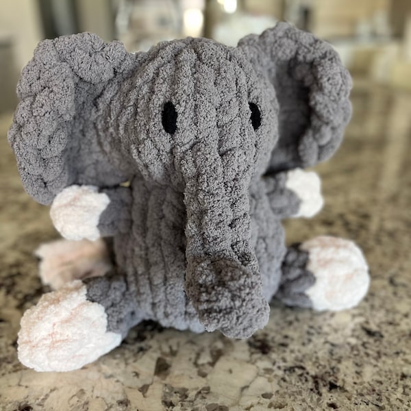 Fingerknit Chunky Elephant Plushie Pattern With Video Tutorial Elephant ...