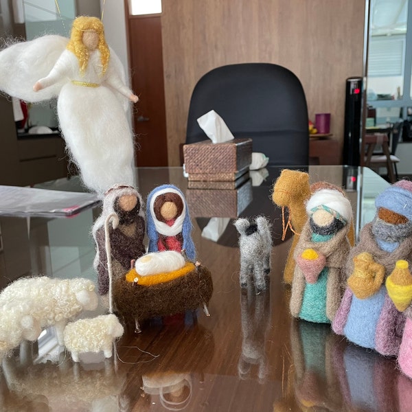 Felted Nativity Set 11 Pieces. Needle Felt Nativity Scene. Waldorf Holy ...