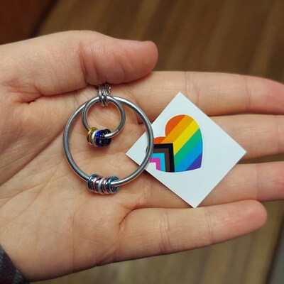 LGBTQ Pride Pendant, Aluminum Hoops, Stainless Steel Chain, Choose Your ...