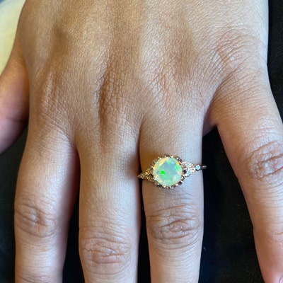 Evanthe Opal Engagement Ring, Vintage Floral Opal Ring, Opal Floral ...