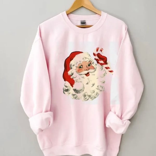 Pink Santa Retro Christmas T-shirts Sweatshirts for Women Pink ...