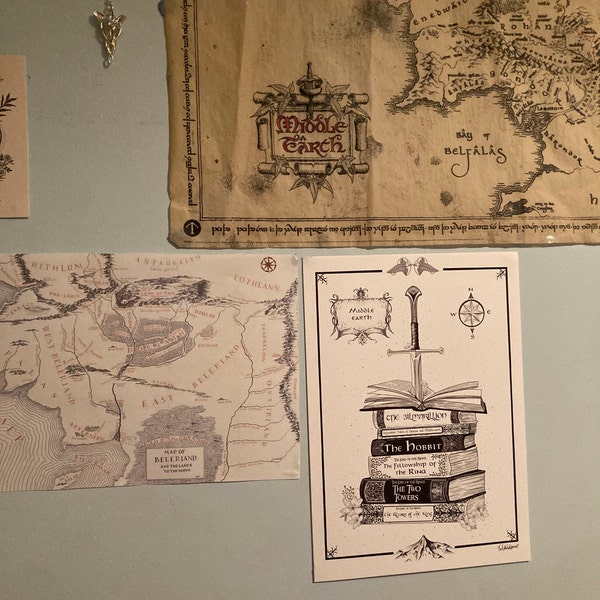 Tolkien Inspired Hand Drawn Book Stack Illustration Print // Lotr ...