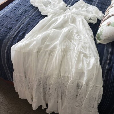 Bohemian Hippie Vow Renewal Dress, Vintage Inspired Lace Maxi Dress ...