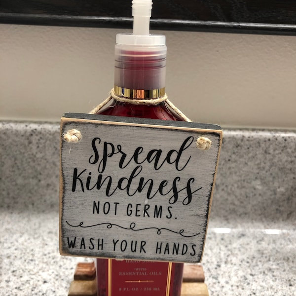 Spread Kindness Not Germs Wash Your Hands Wood Sign, Restroom Sign ...