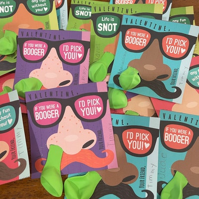 Funny Booger Nose Picking Valentines Classroom Balloon Holder ...