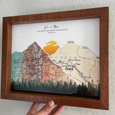 Personalized Long Distance Family Maps on Wood: 3-5 Locations, Custom ...