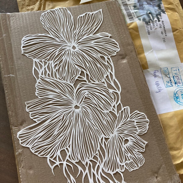 Paper Collage Art " Flowers " Paper Cut Collage, Original Paper Cutting ...