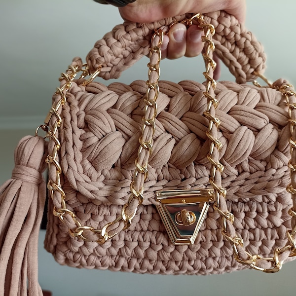Crochet Raffia Oyster Shell Bag | Pearly Mussel Crossbody Bag | Knitted ...