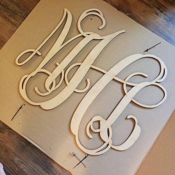 Large 24 Inch Unpainted Wooden Monogram - Lightweight - Wood Letters ...