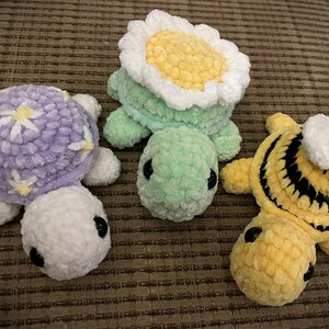 Turtle No Sew Crochet Pattern, Bumble Bee Turtle Pattern, Daisy Turtle ...